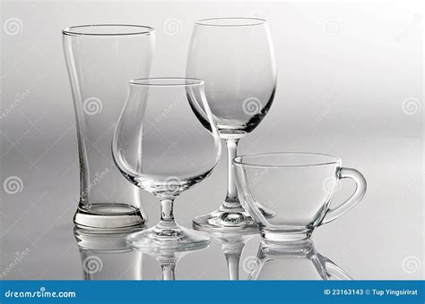 4 Empty Glasses In Different Style Stock Image Image Of Clear Simple
