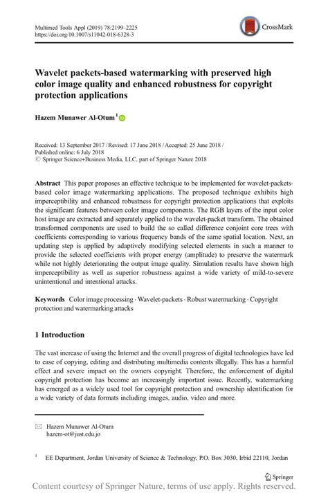 wavelet packets based watermarking with preserved high color image