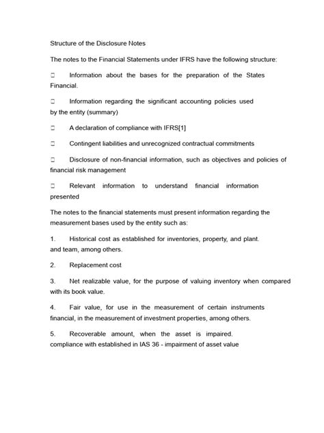 Structure Of The Disclosure Notes Pdf