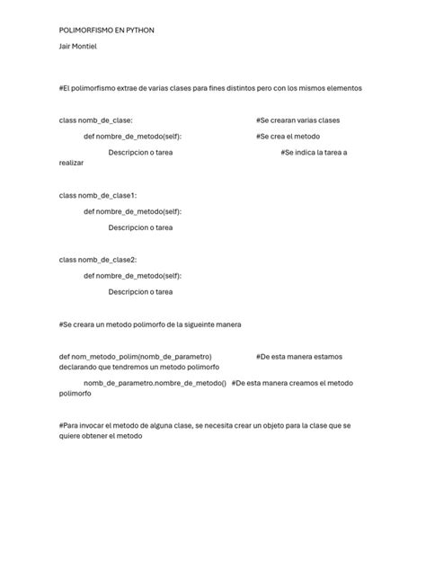 Polimorfismo En Python Pdf