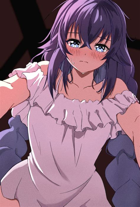 Safebooru Bare Shoulders Blue Eyes Blue Hair Blush Braid Hair Between