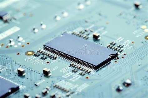 High Tech Microchip On An Electrical Circuit Board Close Up Stock Image