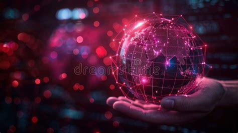 Illustration Of A Digital Globe With Network Lines And Data Points Symbolizing Global