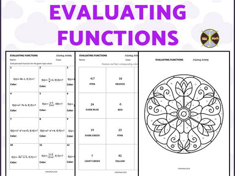 Evaluating Functions Coloring Activity Color By Code Teaching Resources