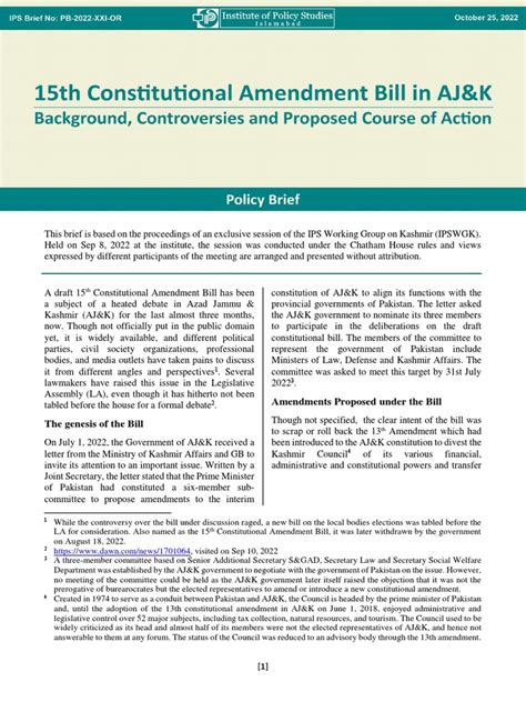 Policy Brief 15th Constitutional Amendment Bill In Ajandk Background