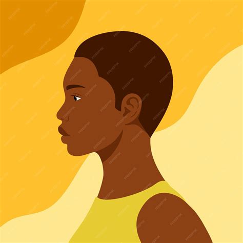 Premium Vector African Female Side Profile Vector Illustration Woman With Short Hair In A