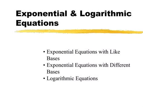 Ppt Exponential And Logarithmic Equations Powerpoint Presentation Id 316778