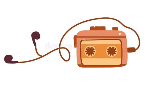 Retro Music Cassette Player With Headphones Isolated On White Stock