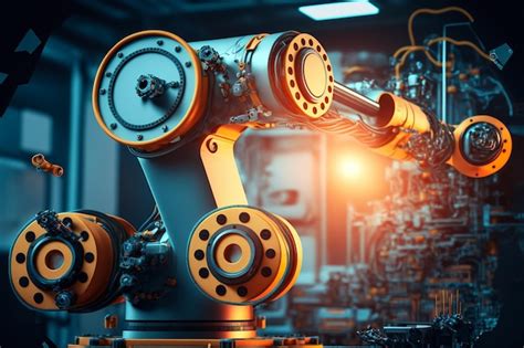 공장 생산 공정 자동화 기술을 위한 스마트 산업 로봇 팔 Iot Generative Ai 프리미엄 사진