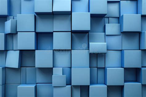 Blue Wall Made Of Blue Cubes Stock Image Image Of Modern Computer