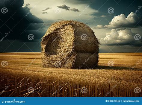 Haystack In The Field Ai Generated Stock Illustration Illustration