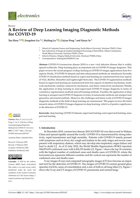 PDF A Review Of Deep Learning Imaging Diagnostic Methods For COVID