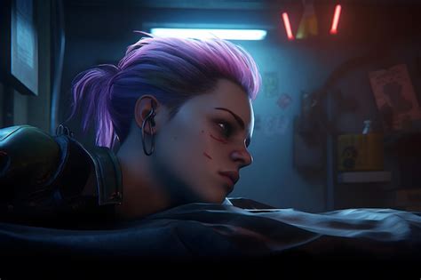 Premium AI Image Sleeping Beauty Lights And Woman With Sleep And Creative Neon Lighting Neural