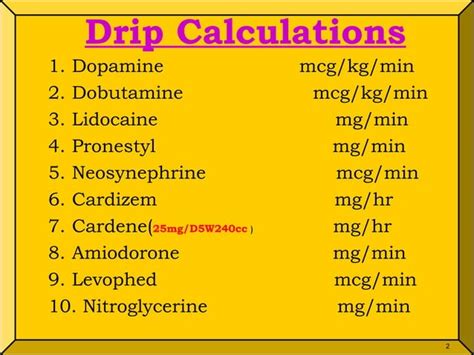 Drip Calculation Powerpoint Ppt Heart And Cardiovascular Diseases