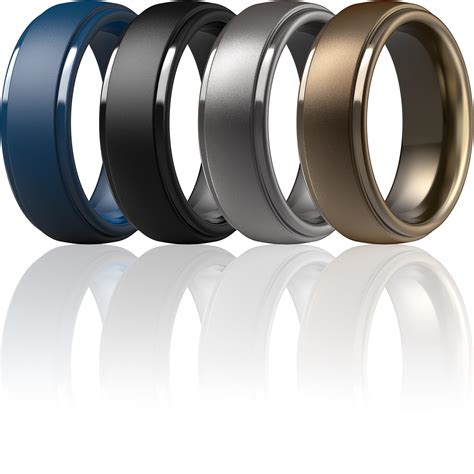 Thunderfit Mens Step Edge Silicone Rings