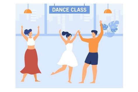 Happy Couple In Dance Class Cartoon Cha Graphic By Pchvector
