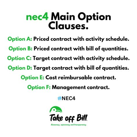 NEC Contract Types Take Off Bill