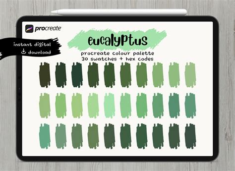 Eucalyptus Procreate Palette And Hex Codes File Digital Download For