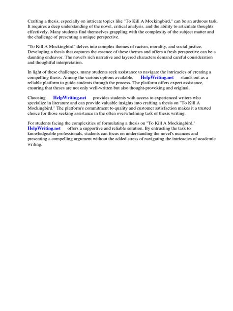 To Kill A Mockingbird Thesis Examples Pdf To Kill A Mockingbird