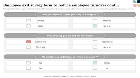 Employee Exit Survey Form To Reduce Employee Turnover Survey Ss Ppt
