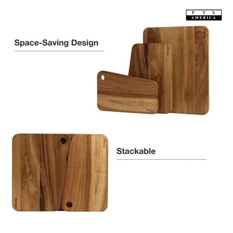 Sango Atelier Acacia Wood 3 Piece Cutting Board Set With Slant Edge