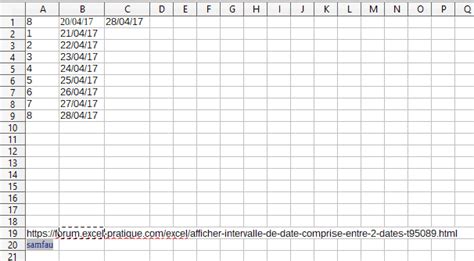 afficher intervalle de date comprise entre 2 dates