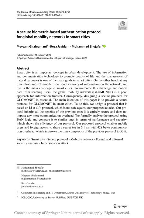 A Secure Biometric Based Authentication Protocol For Global Mobility
