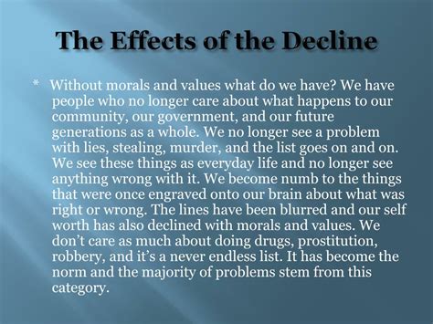 Ppt Decline In Morals And Values Powerpoint Presentation Free