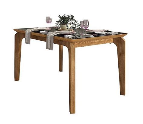 Mesa Lugares Rouge X Tampo Reto Chanfrado Vidro Madeira Preto