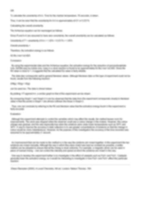 Solution Determining The Activation Energy Of A Reaction By Using The