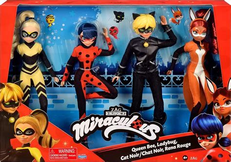 4 Pack Queen Bee Ladybug Cat Noir Rena Rouge Figurine