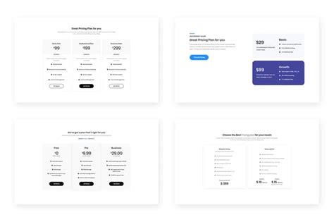 20 pricing table widget design for web ui kit websites ux and ui kits