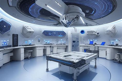 Premium Ai Image Futuristic Quantum Space Exploration Lab