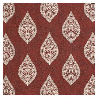 Red Damask Geometric Woven Upholstery Fabric By The Yard By The Yard