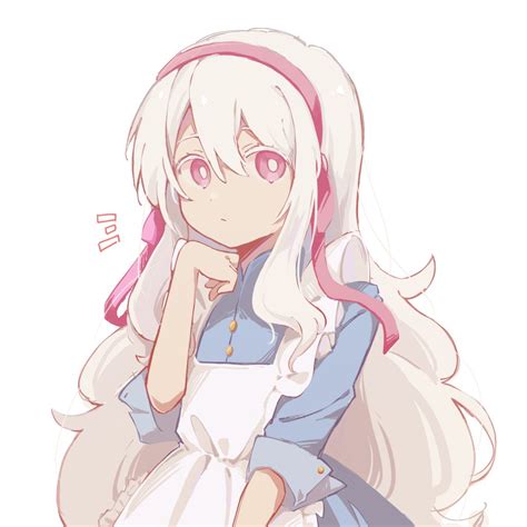Safebooru 1girl Apron Blue Dress Closed Mouth Colored Eyelashes Dress