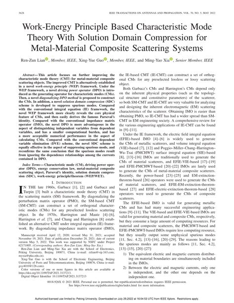 Pdf Work Energy Principle Based Characteristic Mode Theory With