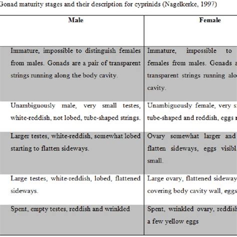 Sexual Maturity Scale With Relation To The Gsi And The Macroscopic Download Table
