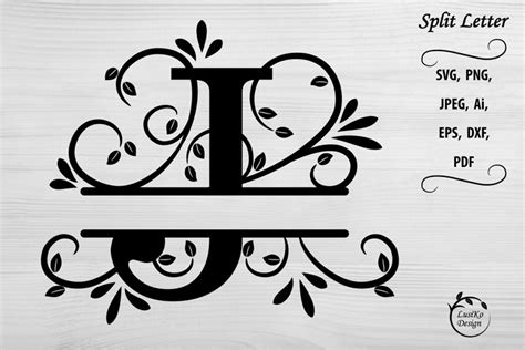 Letter J Split Monogram Letter J Floral Alphabet Svg Dxf