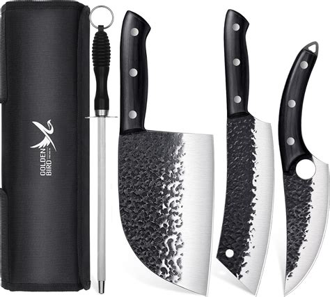 Golden Bird Butcher Knife Set 4pcs Hand Forged Meat