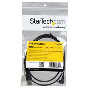 Startech Com M Ft Micro Usb Charge And Sync Cable Left Angle Micro Usb M M Usb To Micro