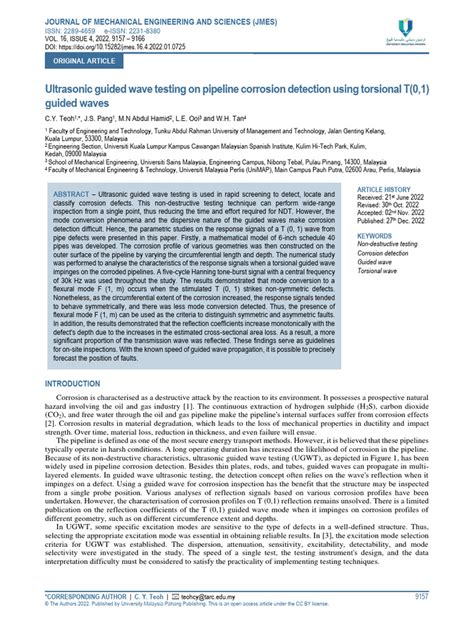 Ultrasonic Guided Wave Testing On Pipeline Corrosi Pdf Waves Waveguide