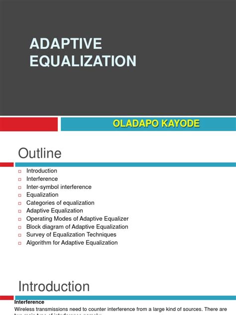 Adaptive Equalization Oladapo Kayode Pdf Equalization Audio