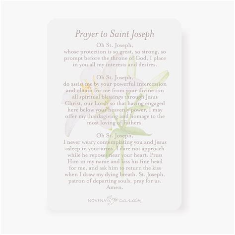 St Joseph The Worker Prayer Card Novena Cards