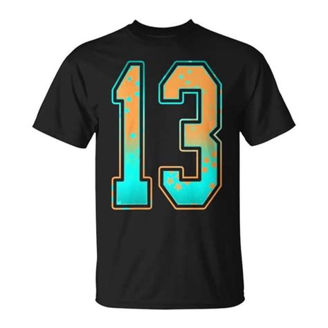 Mint Green Teal Orange Number 13 Jersey Player Uniform 13 Tshirt