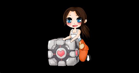 Chell And Companion Cube Chibi Hoodie Teepublic