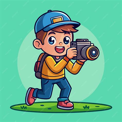 Premium Vector Cartoon Style Character Taking Photos As Photographer