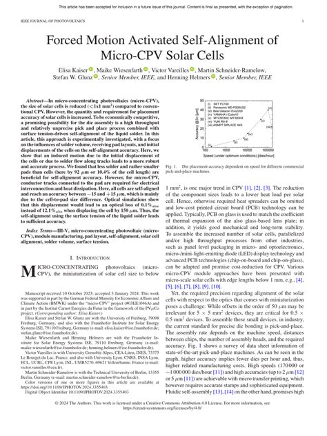 Pdf Forced Motion Activated Self Alignment Of Micro Cpv Solar Cells