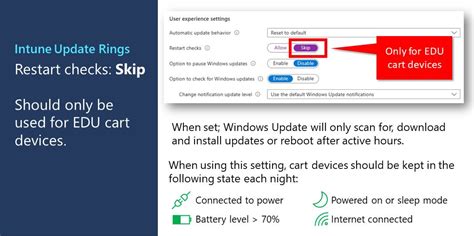 The Restart Checks Setting In Intune Update Rings Should Only Be Configured To Skip For Edu