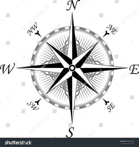 Celtic Compassvintage Style Navigational Compass Against Stock Vector