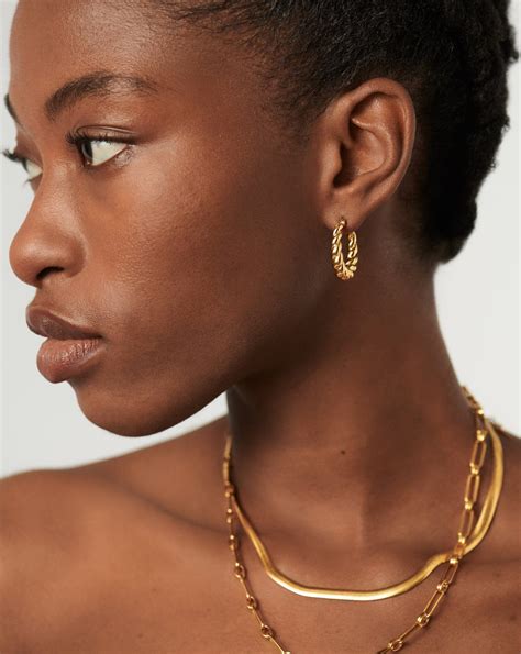 Twisted Tidal Medium Hoop Earrings 18ct Gold Plated Earrings Missoma